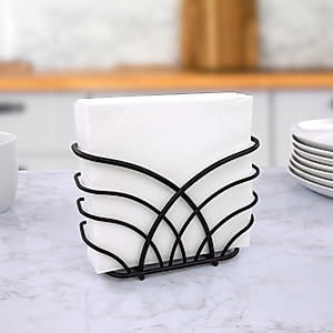 Spectrum Flower Napkin Holder (Black) - Dispenser & Décor for Kitchen, Dining Room, Outdoor, & Bar Tabletop Storage