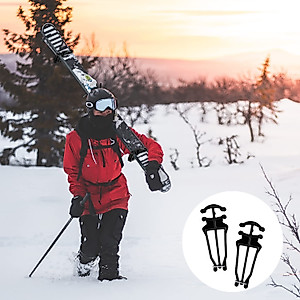 Cross Country Skis and Poles Holder, Universal Ski Pole Clips Holder Ski Pole Carrier Ski Accessories, 1 Pair, Black