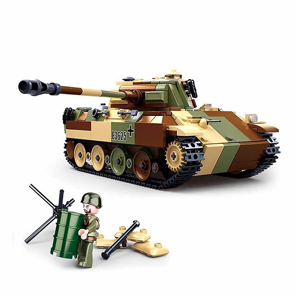 DAHONPA Panzer G Tank Army Building Block(725 PCS),WW2 Military Historical Collection Model with 3 Soldier Figures,Toys Gifts for Kid and Adult.