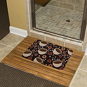 GemGam Retro Coffee Sugar Kitchen Mat Non Slip Washable Absorbent Quick Dry Heart Flower Bath Mat Soft Thick for Kitchen Bathroom Living Room Bedroom Entrance Laundry 20"x32"