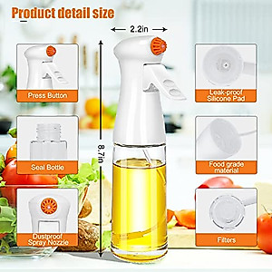 aKosco Oil Sprayer Bottle, 230ml Oil Sprayer for Cooking Olive Oil Sprayer Vegetable Oil Dispenser Oil Mister Portable Bottle Mini Kitchen Gadgets for Cooking, BBQ and Kitchen Baking