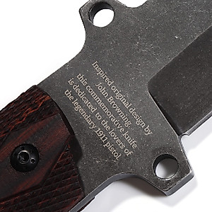 Cool Hand Beast Survival Hunting Knife with Sheath, Replaceable 1911 Wood Grips Handle, Black Stone Washed 0.2" Thick D2 Steel Tanto Fixed Blade Knives, 1911F-BW