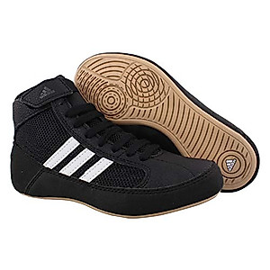 adidas Boy's HVC Wrestling Shoe, Black/White, 13 Little Kid