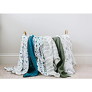 Oliver & Rain Organic Muslin Baby Boy Girl Unisex Swaddle Blankets 2 Pack Receiving Blankets Gray Arrow & Sky Blue