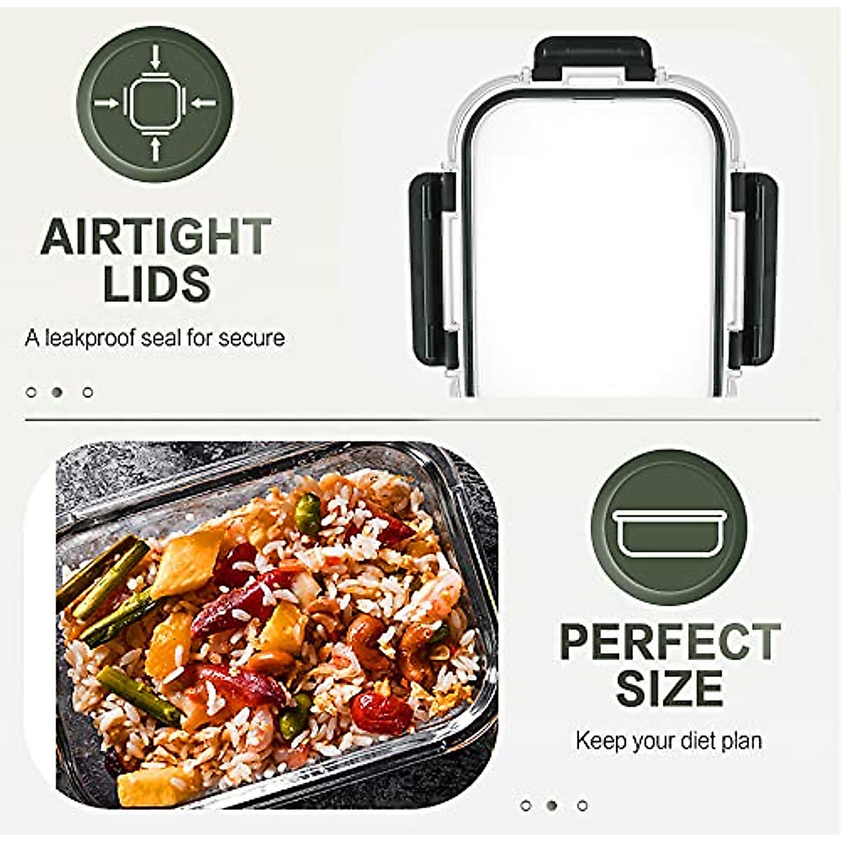 KOMUEE 10 Packs 30 oz Glass Meal Prep Continers Set with 1 & 2 Compartments, Glass Food Storage Containers with Lids, Freezer, Oven and Microwave Friendly