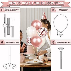 Guudmua 285 Pcs Rose Gold Party Decorations, Birthday Decorations For Women Or Girl - Knives, Forks and Spoons, Tiara, Butterfly, Sash, Paper Pom Poms, Balloon Stand, Tableware For 25 Guests