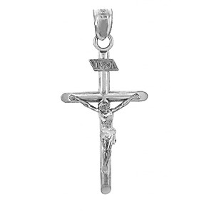 Religious Jewelry by FDJ .925 Sterling Silver 25 Sterling Silver Linear Cross INRI Crucifix Charm INRI Crucifix Charm Pendant