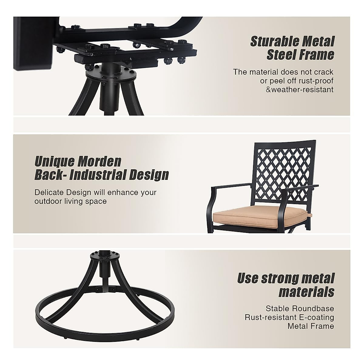 MEOOEM 2 Piece Patio Swivel Dining Chairs, Gift for Christmas, Outdoor Furniture Set for Garden Backyard Bistro