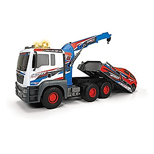 DICKIE TOYS 203749025 203749025 203749025 Tow Truck with Free-Wheel Motorised Crane Arm + 1 Car 55 cm Multi-Coloured