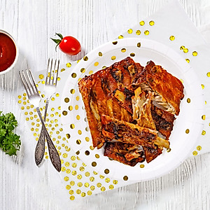 CENLBJ Disposable Paper Plates 100 Pack - White and Gold Paper Plates 50 x 9 & Gold Dot Napkins 50 x 6.5,Party Supplies for Weddings, Birthdays, Bridal Parties, All Occasions