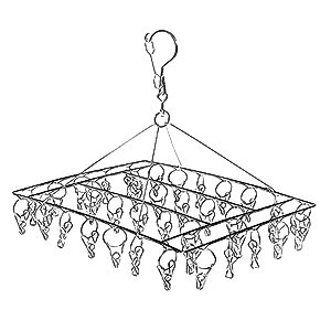 Onlup Rotating Sock Drying Rack, 40 Clips Underwear Bra Drying Rack, 4mm Thick Stainless Steel Laundry Hanger