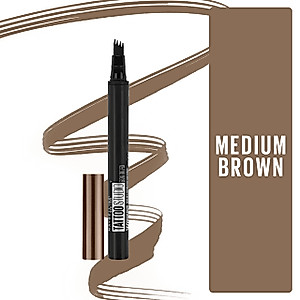 Maybelline New York TattooStudio Brow Tint Pen Makeup, Medium Brown, 0.037 fl. oz.