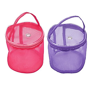 NBEADS 2 Pcs Empty Mesh Yarn Bags, Portable Knitting Bag Organza Storage Cases Tote Bags Crochet Thread Sewing Accessories for Yarn Storage (Fuchsia and Purple)