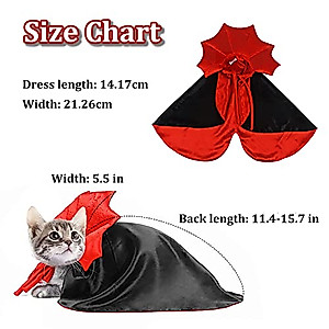 Halloween Cape Costume for Cats Dogs, Pet Vampire Cloak Puppy Cat Cosplay Costumes Devil Wizard Party Clothes One Size for Small Medium Dog Cats