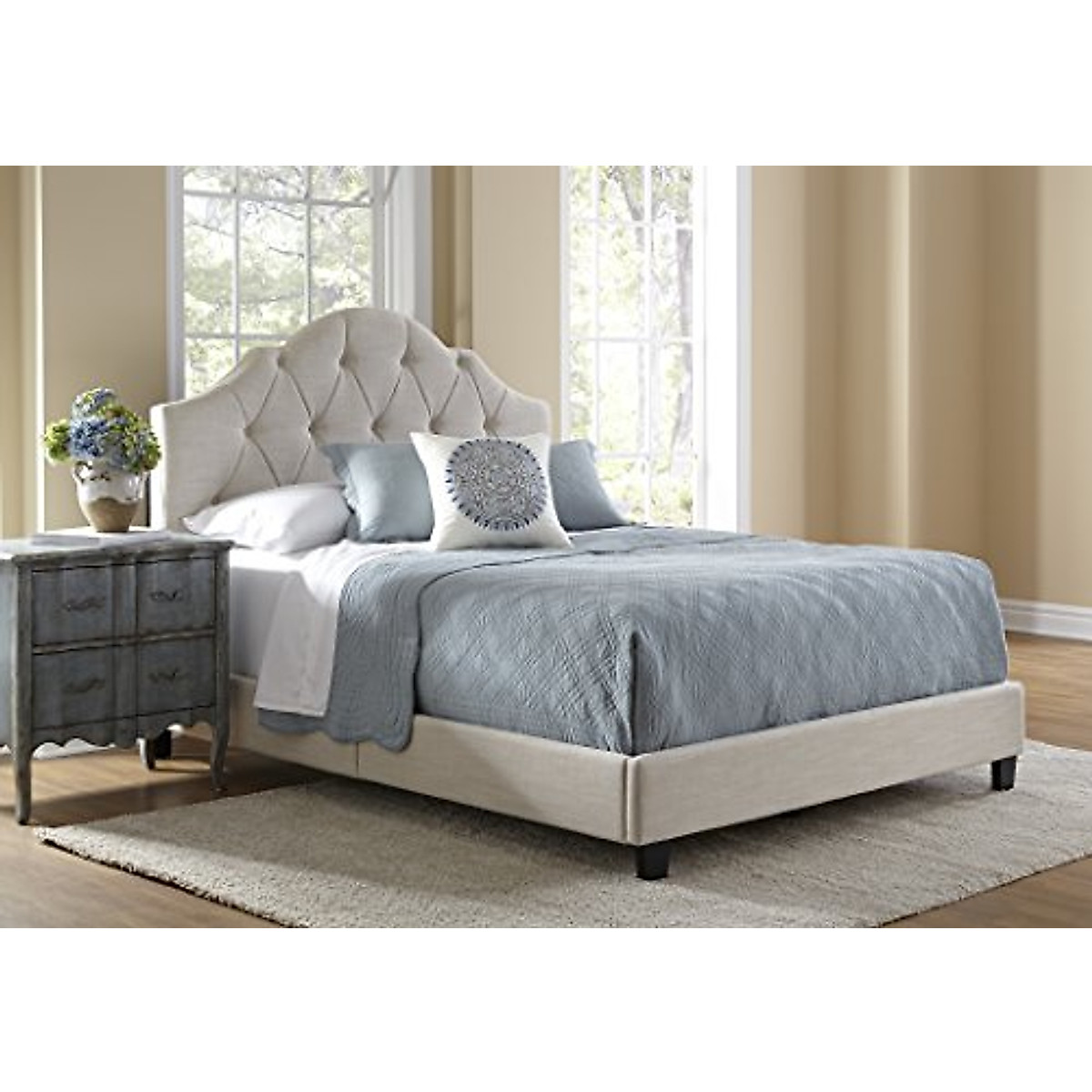 Pulaski Mason All-in-1 Fully Upholstery Tuft Saddle Bed, Queen