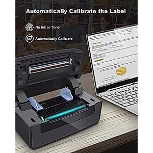 POLONO Thermal Label Printer, PL60 4x6 Label Printer for Shipping Packages, Thermal Label Maker, Compatible with Amazon, Ebay, Etsy, Shopify, FedEx, UPS, etc, Support Windows, Mac, Linux (Gray)