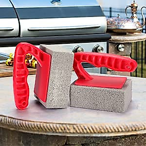 LYIGEOL Grill Griddle Cleaning Brick Block, BBQ Grill Cleaner Block with Handle,Magic Cleaning Stone Scraper, Scrubbing Pumice Stone for Blackstone,Pool,Tile, Oven,Toilet (Pack of 4)
