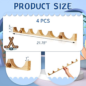Taiyin 4 Pcs Hockey Puck Display Case Holder Wall Rack Holder Wall Mount Wood Hockey Puck Holder with Smooth Grooves for Room Living Room Decoration, 21.75 x 1.5 x 1 Inches