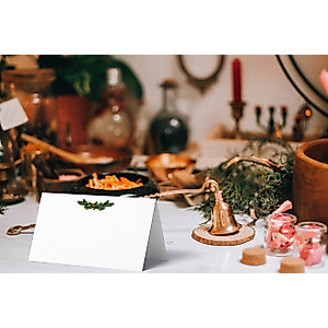 Christmas Place Cards (3.5 x 2 in) 25 pcs, Table Name Cards for Christmas Party, Seating Name Cards, Food Labels, Scored for Easy Folding, Christmas Party Supplies, Fiesta Party - SJK012