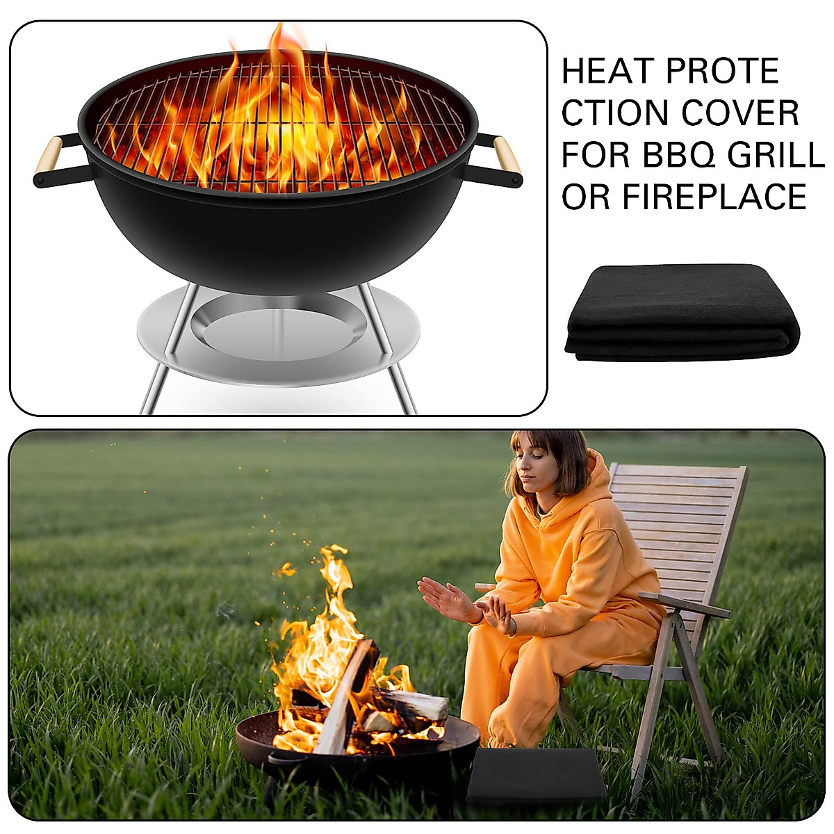 4 Pieces Carbon Felt Heat Resistant up to 1800°F Welding Blanket 36" x 36" Cuttable Flame Retardant Fabric Fireproof Blanket Carbon Fiber Fireproof Mat Fire Resistant Pad for Welders Camp Barrier