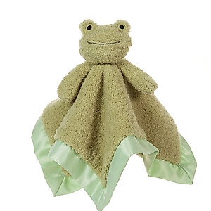 Apricot Lamb Luxury Snuggle Plush Cute Green Frog Infant Stuffed Animals Security Blanket Nursery Character Blanket (Green Frog, 14 Inches)