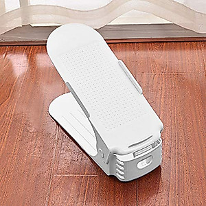 GYFHMY Shoe Slots Organizer, 10pcs Space-Saving Adjustable Double-Layer Closet Storage Cabinet, White Household Shelf, for Living Room Dormitory Hotel