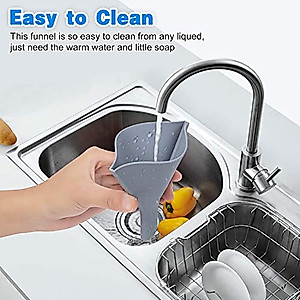 Tinkeep Fan-Shaped Silicone Funnel for Filling Bottles Collapsible Funnel for Kitchen Use Foldable Funnel for Water Bottle Liquid Transter Food Grade Funnel for PowderFDA Gray