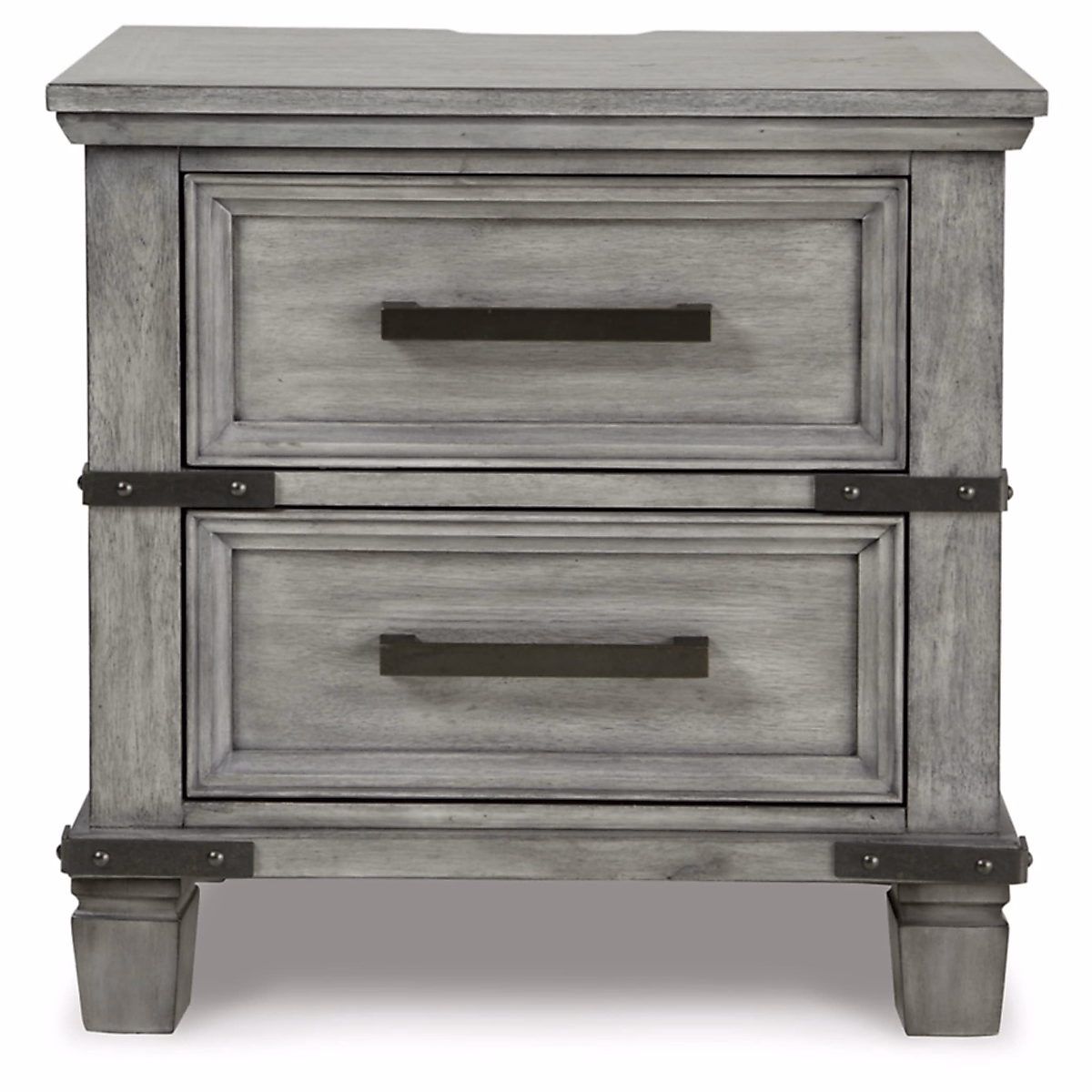 Signature Design by Ashley Russelyn Rustic 2 Smooth-Gliding Drawers Night Stand with Outlets & USB Ports, Gray