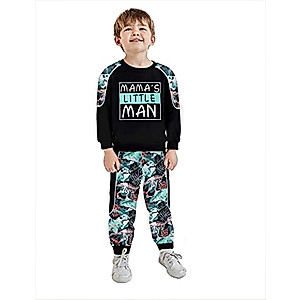 KANGKANG Toddler Boy Clothes, 2t Boys Clothes 3t Boy Clothes Dinosaur Pattern Letter Printed Long Sleeve Crewneck Sweatsuit Top and Pants 2 Pcs Fall Winter Toddler Clothes Outfits Set