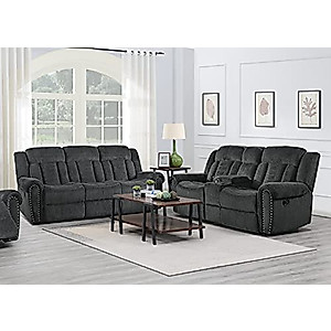 Lexicon Taylor Manual Double Reclining Sofa, Charcoal