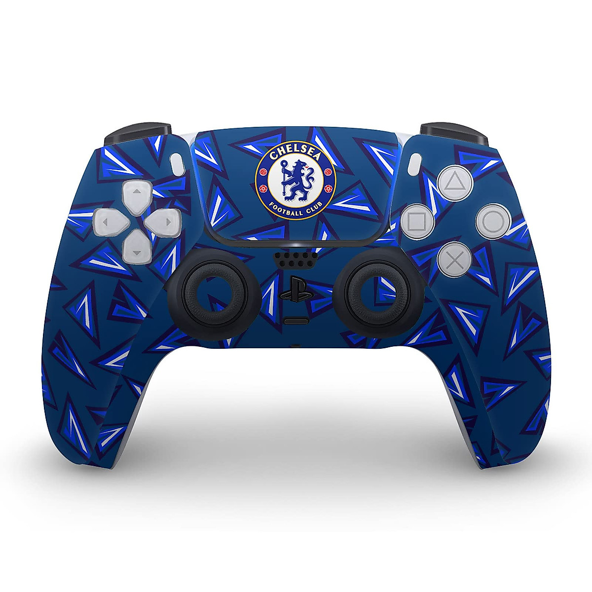 Head Case Designs Officially Licensed Chelsea Football Club Geometric Pattern Art Vinyl Faceplate Gaming Skin Decal Compatible With Sony PlayStation 5 PS5 Digital Console and DualSense Controller