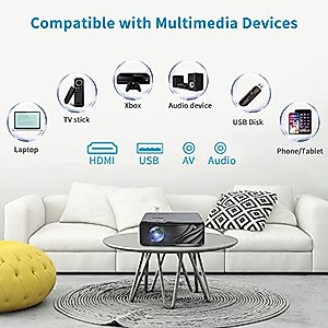 Portable 4K 5G WiFi Projector Native 1080P Bluetooth Projector with Android 9.0 OS 40% Zoom 4D/4P Keystone Correction,Home Cinema Smart Movie Projector Compatible with Smartphone Tablet PC TV Stick