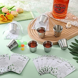 Uiifan 50 Set Wedding Favors for Guests Bulk 50 Wedding Shot Glasses Cheers to Love Stainless Steel Shot Glasses 50 Thank You Cards with Organza Bags for Guest Wedding Newlyweds Bridal Shower Gifts