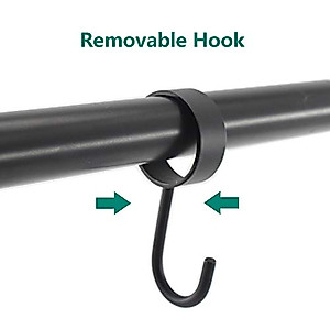 Ulifestar Stainless Steel Closet Rod Hooks, Heavy Duty Utility Hooks for Hanging Pots,Pans,Mugs,Towels,Oven Mitts,Adjustable J Typed Kitchen Hooks Fit for 32mm Rod 5 Pack Black