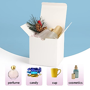 PETAFLOP 100 Pack Gift Boxes 4x4x4 with Lids, White Small Gift box for Presents, Cupcake, Candy, Kraft Paper Boxes for Party Favor, Bridesmaid, Wedding, Christmas