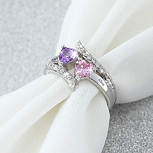 Lam Hub Fong Personalized Mothers Day Gifts Birthstone Rings for Women Mother Daughter Promise Rings for Her Custom Engagement Name Rings for Her Girlfriend Wife (2 Birthstones-1, 5)