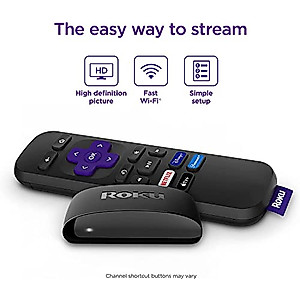 Roku Express (New) | HD Roku Streaming Device with Simple Remote (no TV Controls), Free & Live TV, Includes Cleaning Cloth and Carrying Pouch