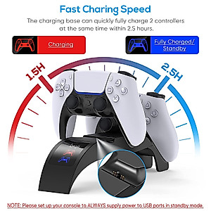 Controller Charging Station for PS5, YUANHOT Dual Purpose Fast Controller Charger Dock Accessories Compatible with PlayStation 5, Replacement for DualSense Charging Station - Black