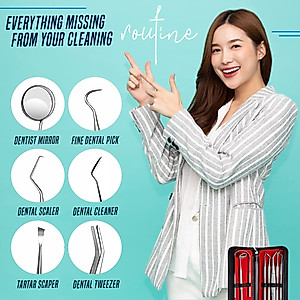 Dental Tools Plaque Remover for Teeth, Stainless Steel Teeth Cleaning Kit, Dental Pick Set for Home Use – Tartar Remover Kit with Case