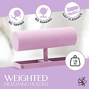 LS Lulu & Summer Headband Holder Organizer - Storage Stand Display Rack for Headbands, Hairband, Disney Ear, Tiara and Hair Accessories in Women and Girls Room (Purple)