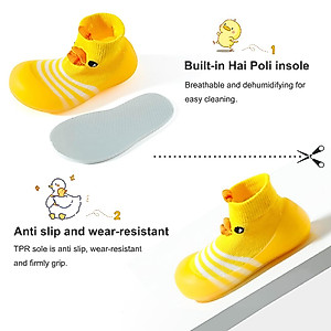 ZURLEFY Baby First Walking Shoes, Cute Duck Baby Sock Slipper, Sneakers for Unisex Newborn Infants Toddlers Boys Girls(37-05XL)