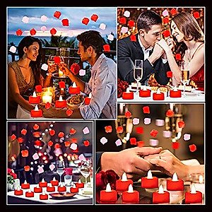Candles and Rose Kit, 24pcs Tea Lights Candles and 3000pcs Artificial Rose Petals, Valentine Candles, Ideal for Valentine's Day, Romantic Propose, Anniversary, Wedding Decoration.Best Ideal for Gift