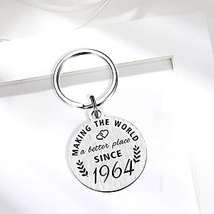 ABNTY 60th Birthday Gifts for Women Men, 60 Year Old Birthday Keychain, Born in 1964 Gifts, 1964 Birthday Decorations
