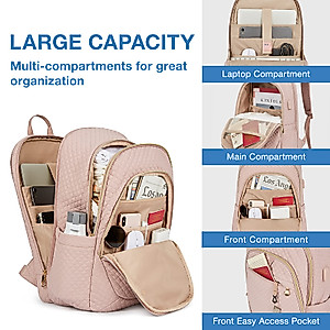 BAGSMART Backpack for Women & Electronics Organizer Set, College Must Haves, Travel Essentials for Women, Pink