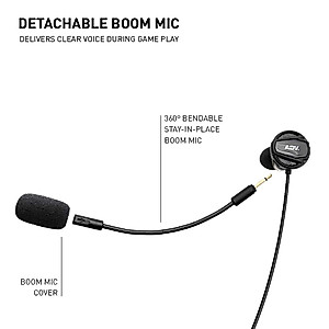 ADV. NSMO JR 2-Driver Gaming Earbuds Headset with Dual Mic [Detachable & Built-in] and Volume Control for Mobile Gaming, Nintendo Switch, Xbox One, PS4, Pro, PC