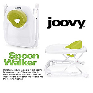 Joovy Spoon Baby Walker & Activity Center Featuring Three Adjustable Heights, Tough Luggage Grade Seat Material, and 30 lb Weight Capacity - JPMA Safety Certified (Greenie)