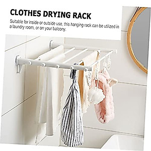 Cabilock Drying Rack Wall Mounted Drying Rack Heavy Duty Coat Hangers Collapsible Hangers Towels Drying Rack Metal Hanger Laundry Drying Rack Drying Coat Hanger Clothing Drying Rack White