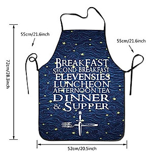 YISHOW Unisex The Seven Daily Hobbit Meals Cooking Chef Kitchen Aprons with Adjustable Bib