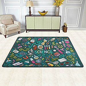 Cooper girl Hand Drawn Science Item Area Rug Carpet 6x4 Feet for Indoor Outdoor Decor