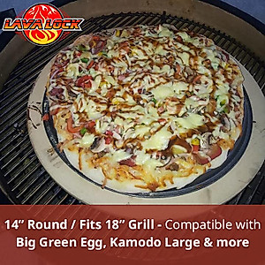 Pizza Baking Stone EXTRA THICK 9/16" x 14 in round Large Big Green Egg BGE genuine earthenware by LavaLock (not BGE brand)